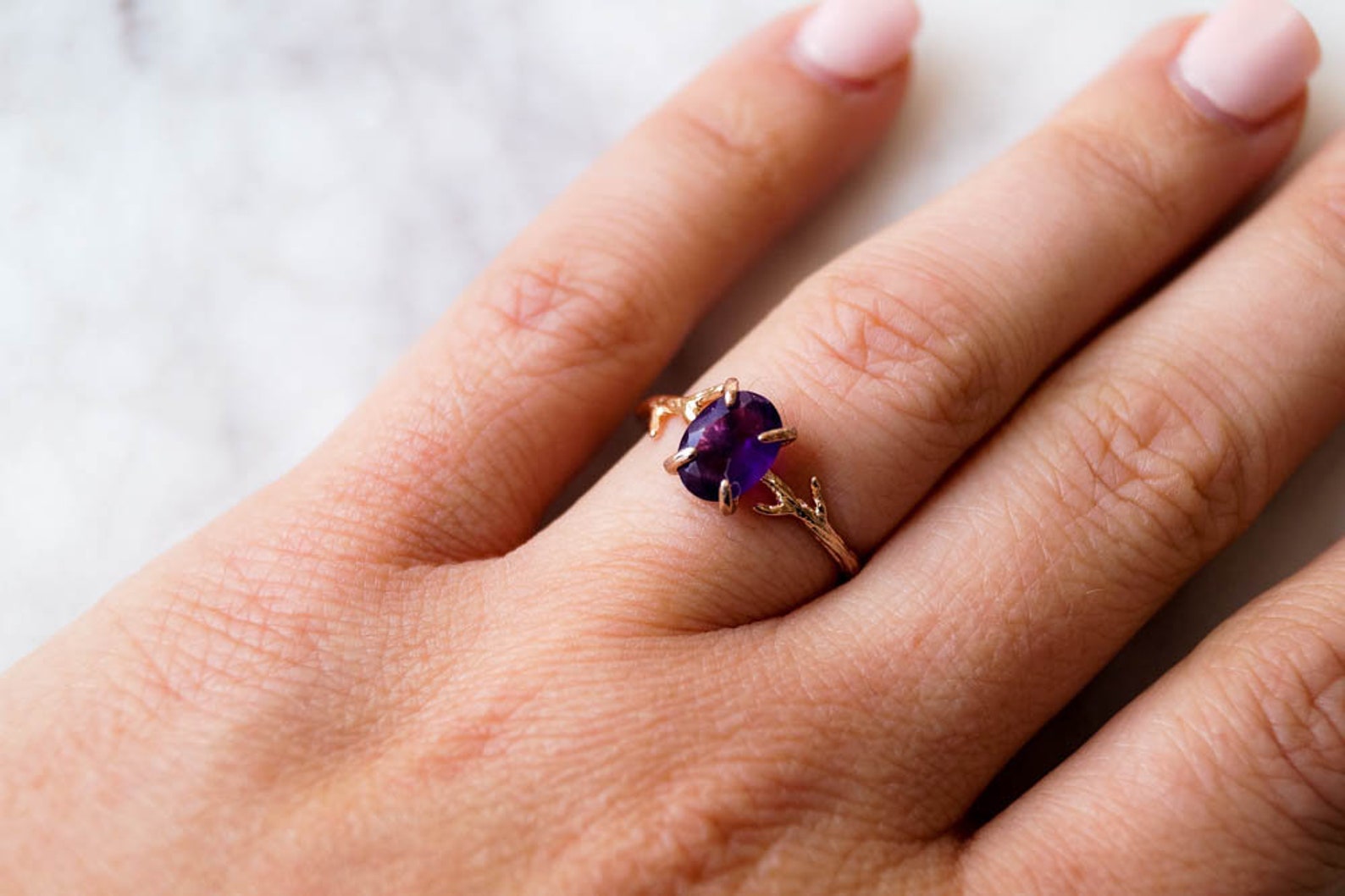 Amethyst Ring, February Birthstone, Amethyst Jewelry, Oval Ring ...