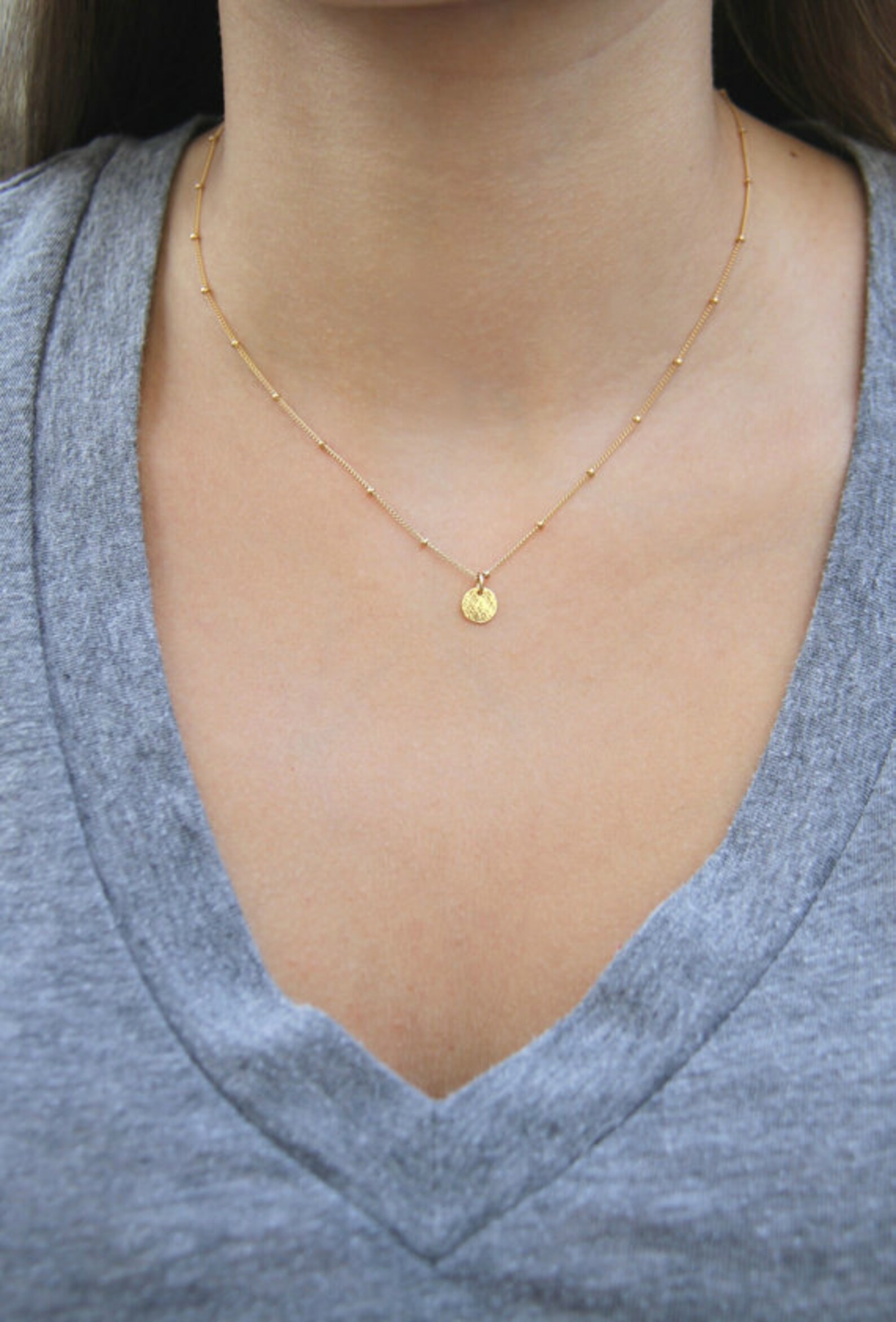 Gold Coin Necklace Dainty Gold Necklace Satellite Chain - Etsy