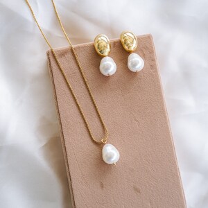 Hailey Dome Pearl Earrings, Pearl Drop Earrings, Wedding Earrings ...