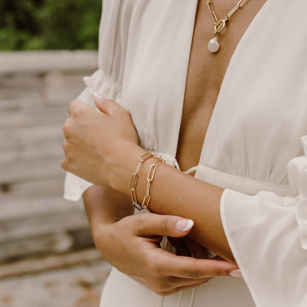 Sloane Chain Bracelet Paperclip Chain Bracelet Chunky Chain - Etsy