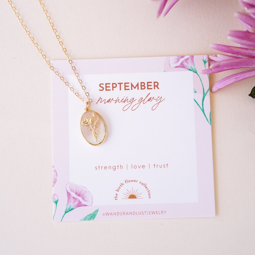 September Birth Flower Necklace, Birth Month Flower, Gift for Her ...