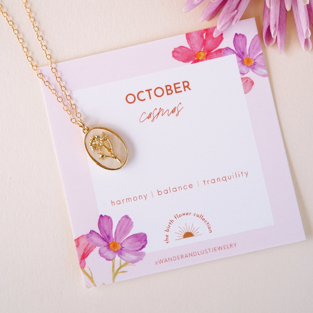 October Birth Flower Necklace, Birth Month Flower, October Birthday ...