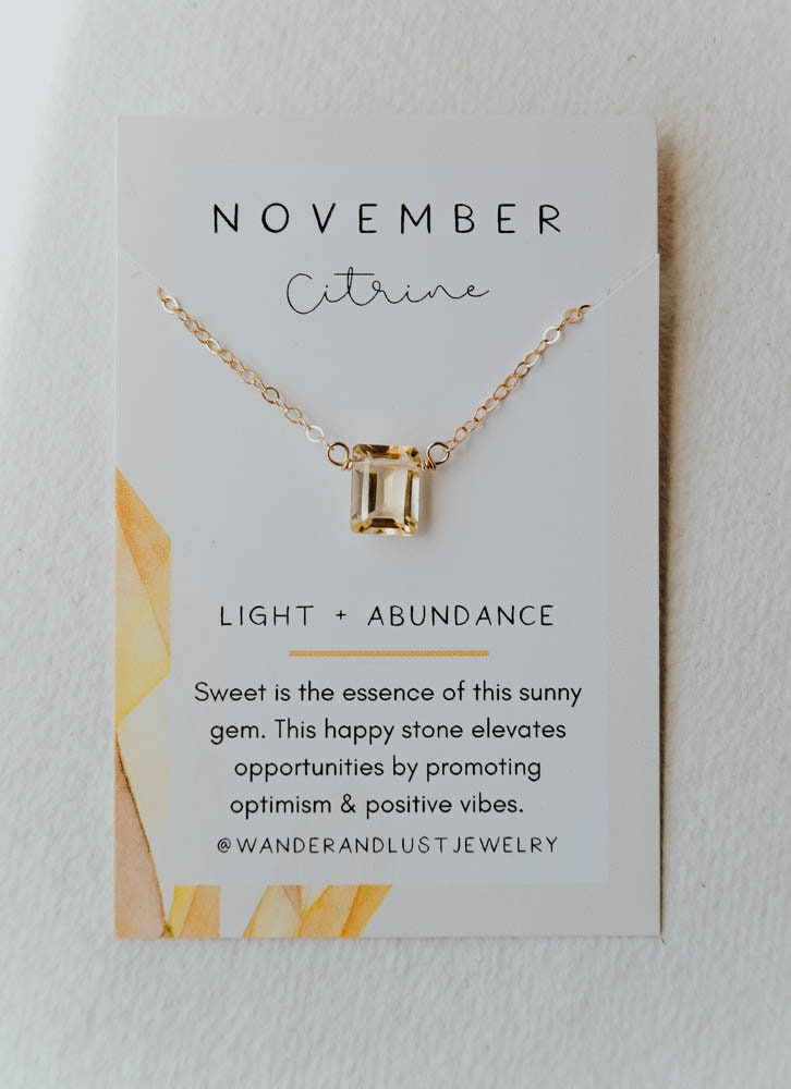November Birthstone Necklace Citrine Necklace Citrine | Etsy