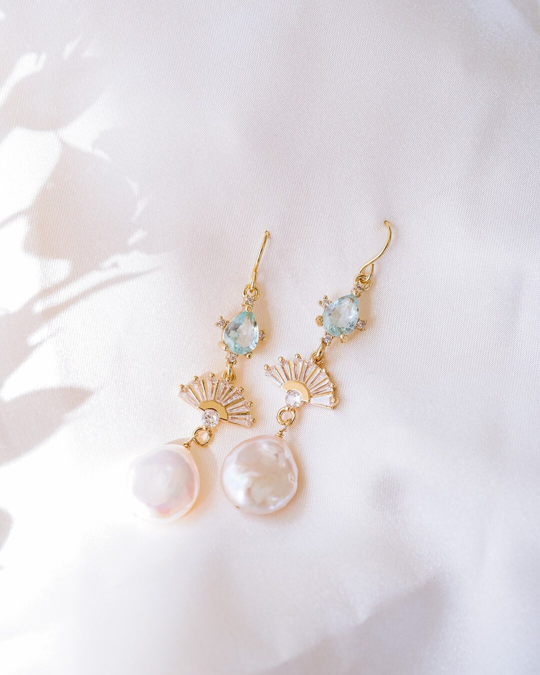 Lydia Pearl Earrings, Something Blue Bridal Earrings, Wedding Earrings ...