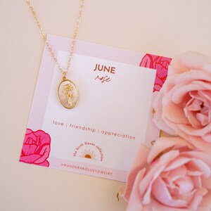 June Birth Flower Necklace, Rose Necklace, Birth Month Flower, Birth ...