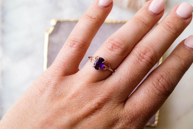Amethyst Ring, February Birthstone, Amethyst Jewelry, Oval Ring ...