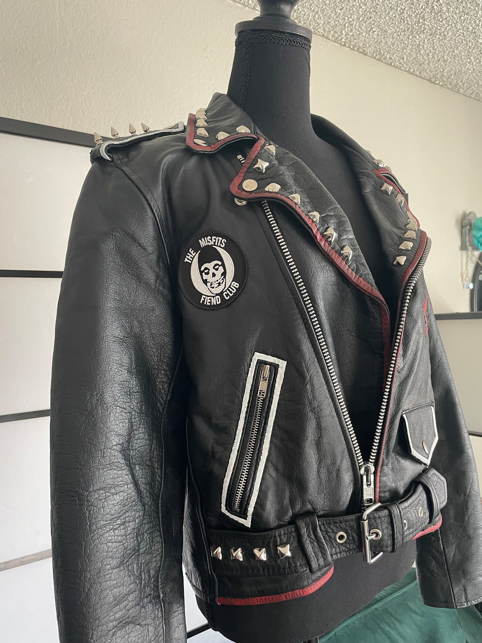 Hand Painted and Studded Misfits Punk Leather Jacket - Etsy