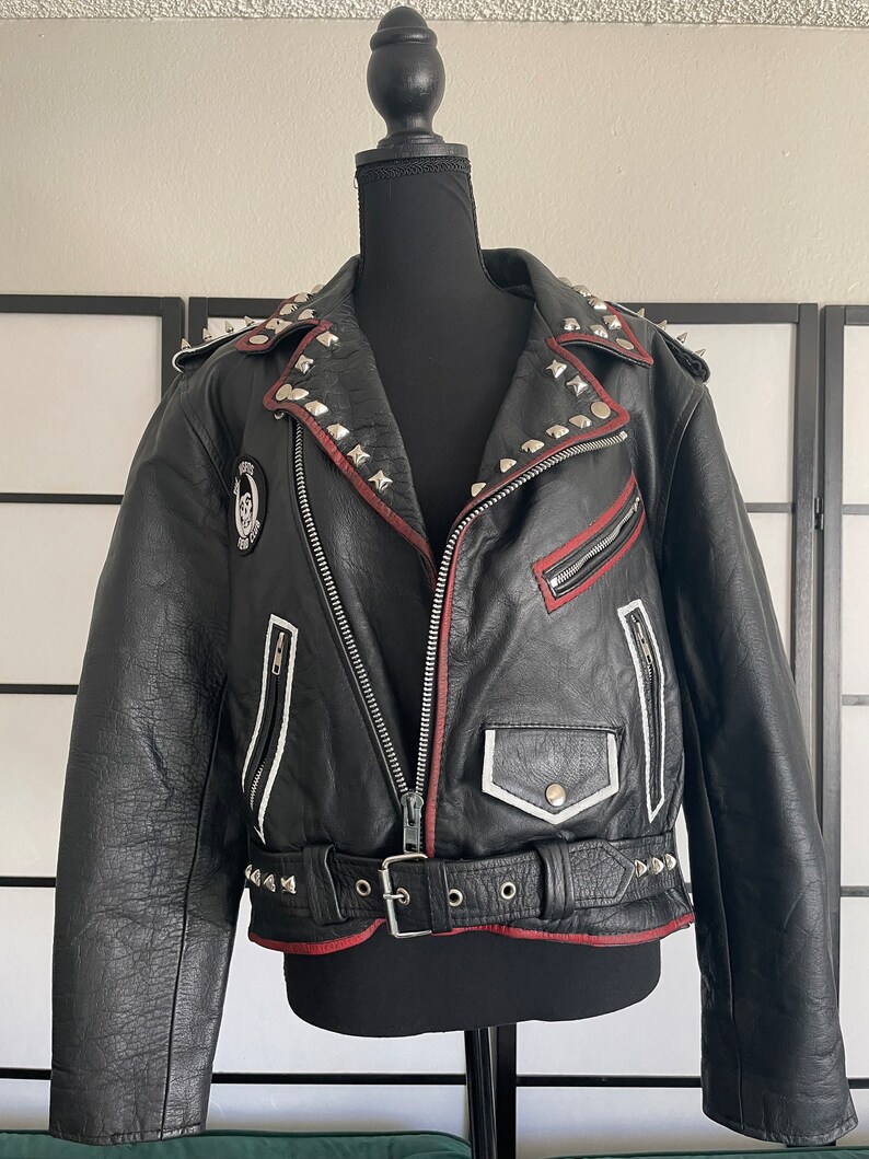 Hand Painted and Studded Misfits Punk Leather Jacket - Etsy
