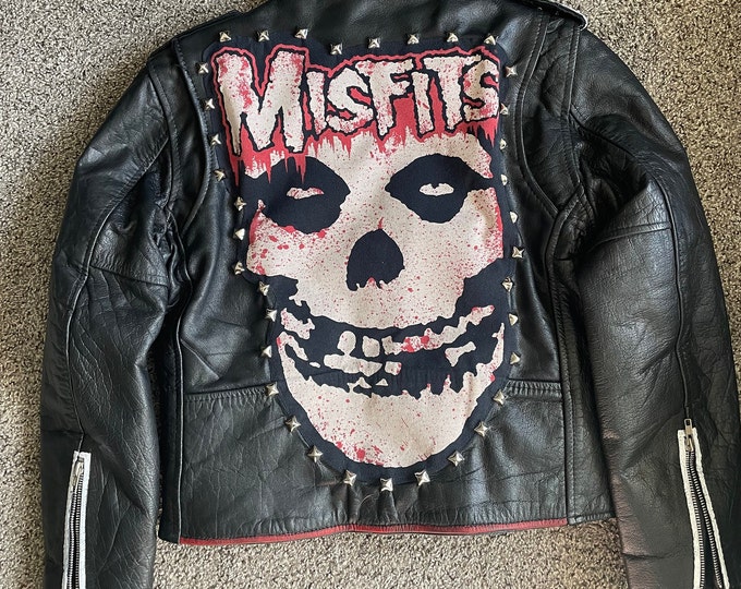 Hand Painted and Studded Misfits Punk Leather Jacket - Etsy