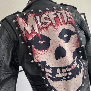 Hand Painted and Studded Misfits Punk Leather Jacket - Etsy