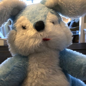 Vintage Large Easter Plush Blue and White Bunny Stuffed Animal - Etsy