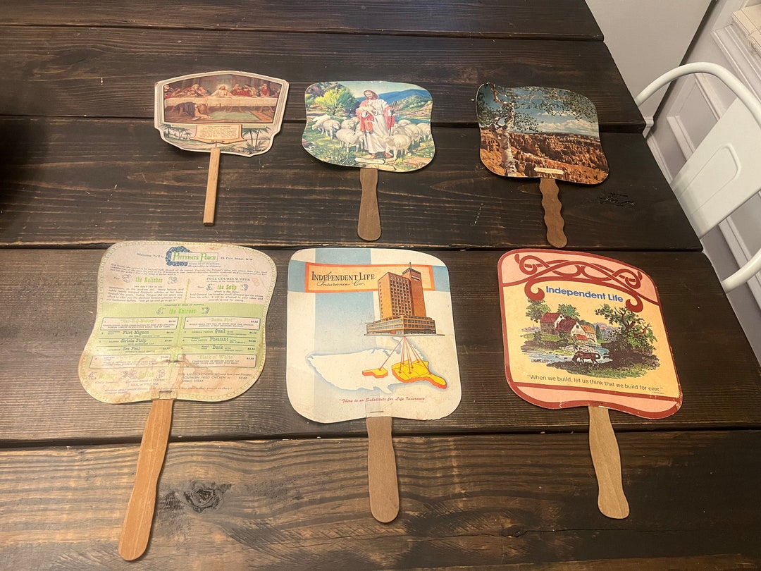 Vintage Lot of 6 Cardboard Hand Fans the Last Supper Good Shepard ...