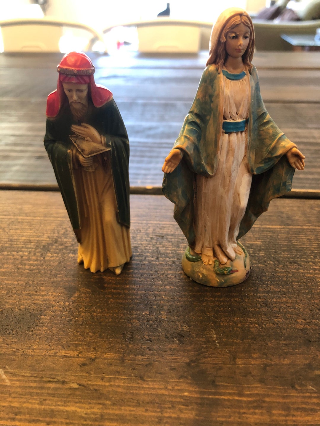 Vintage Plastic Virgin Mary, Mother Mary Figurine and Wise Man / 3 ...
