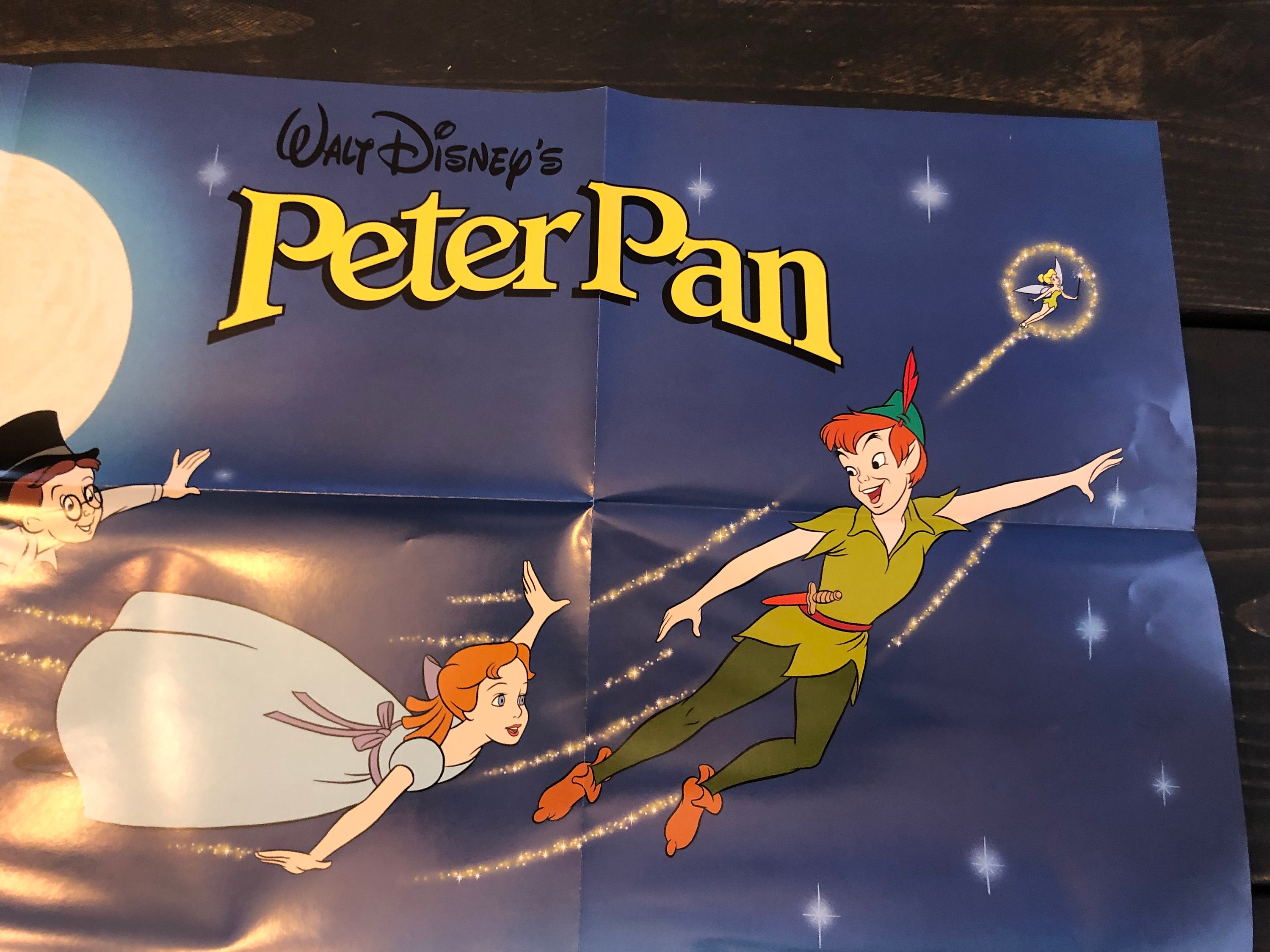 Vintage Disney Original Peter Pan Paper Poster Grolier - Etsy UK