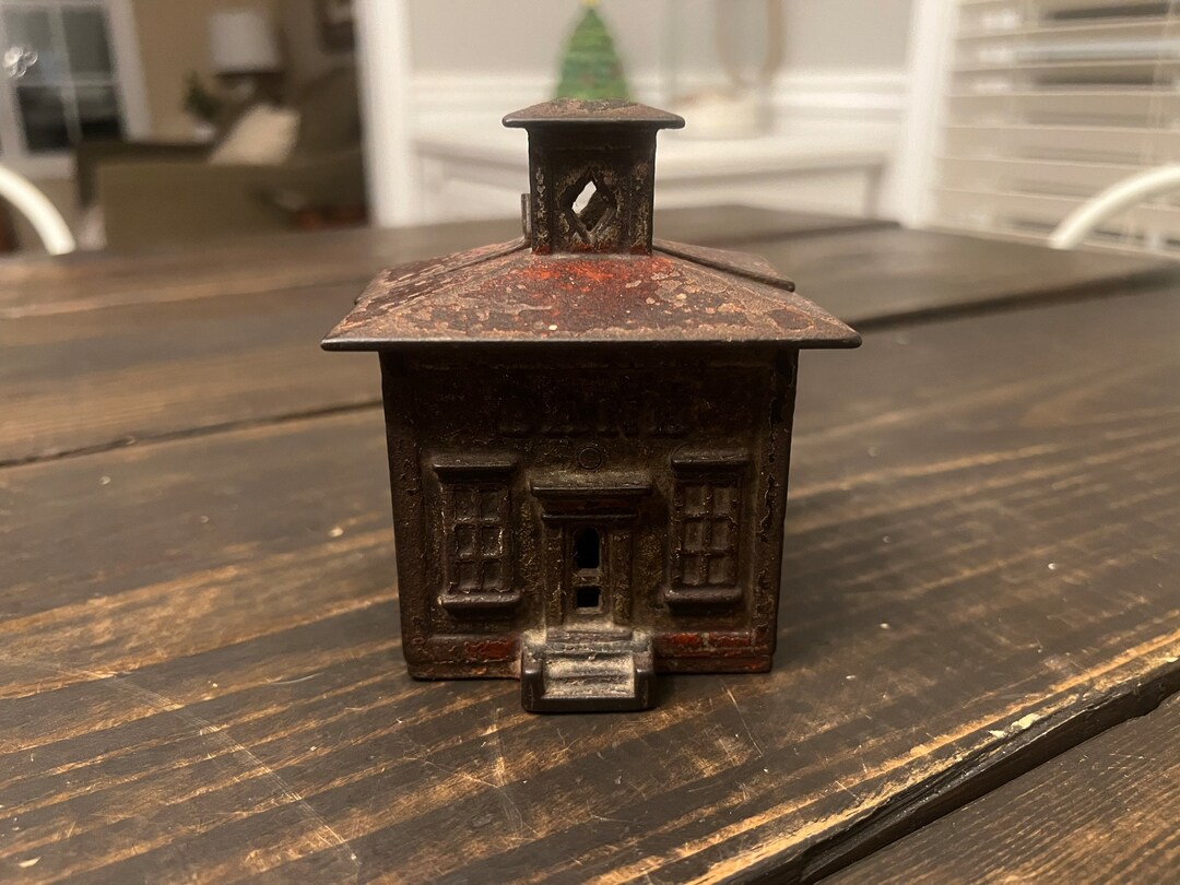 Vintage 1870 Stevens Cast Iron Bank Coin Bank Piggy Bank Replica ...