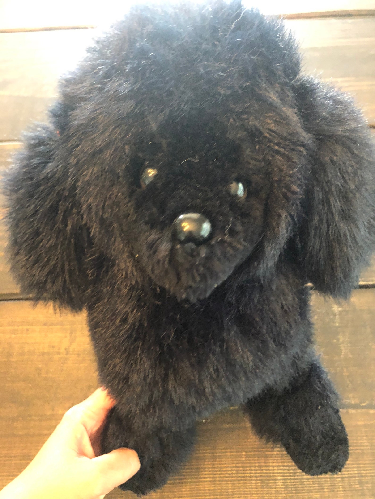 Vintage Hard Stuffed Black Poodle Plush animal | Etsy