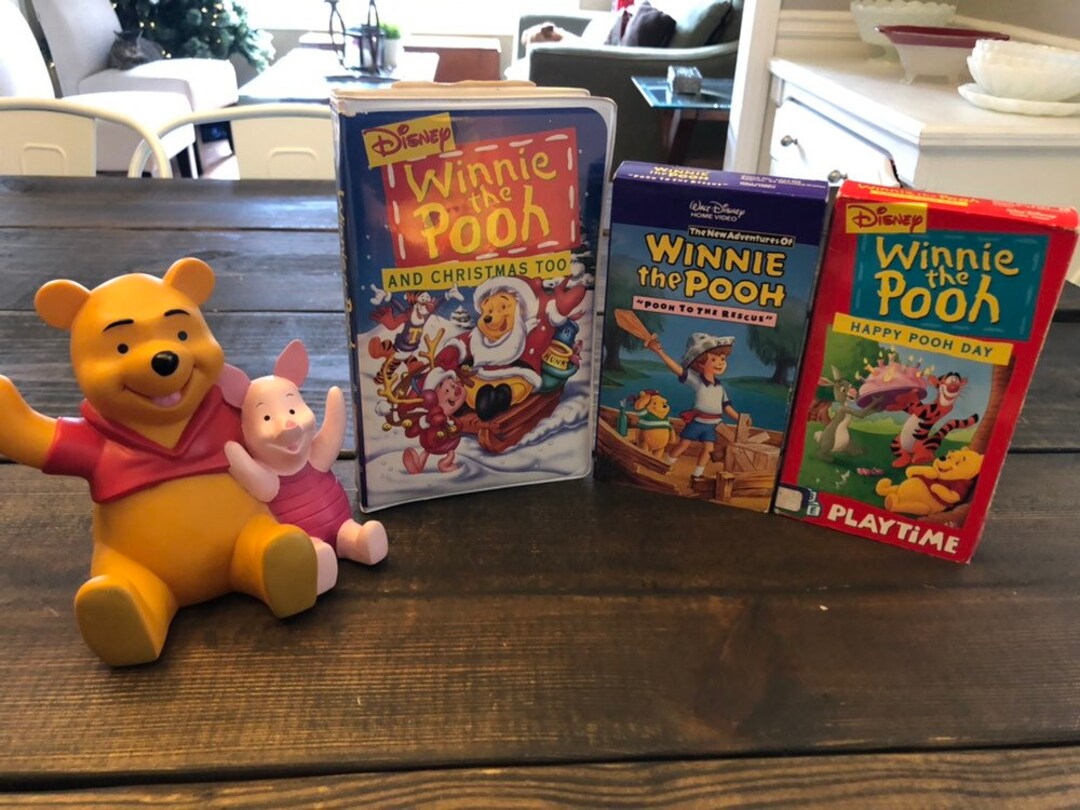 Disney Winnie the Pooh Piggy Bank and Set of 3 VHS Videos. Disney ...