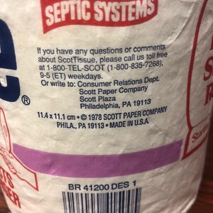 Vintage Roll of 1978 Scottissue Toilet Paper Single Roll - Etsy