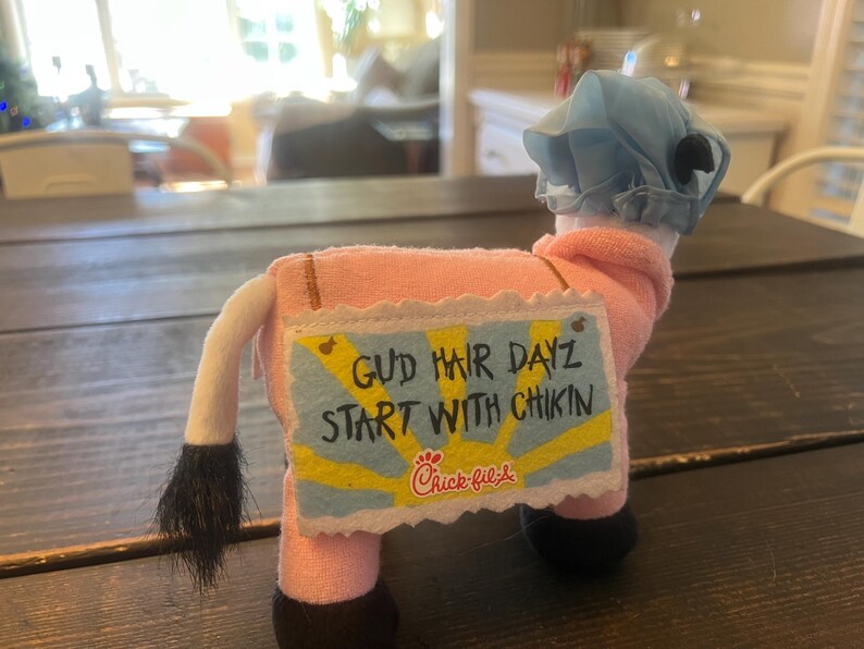 Chick Fil A Cow Plush Eat Mor Chiken & Gus Hair Dayz Start With Chicken ...