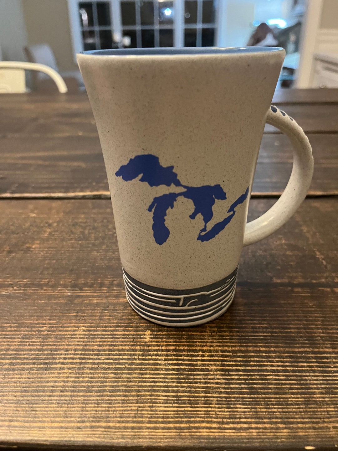Great Lakes Blue Beige Stoneware Coffee Mug - Etsy