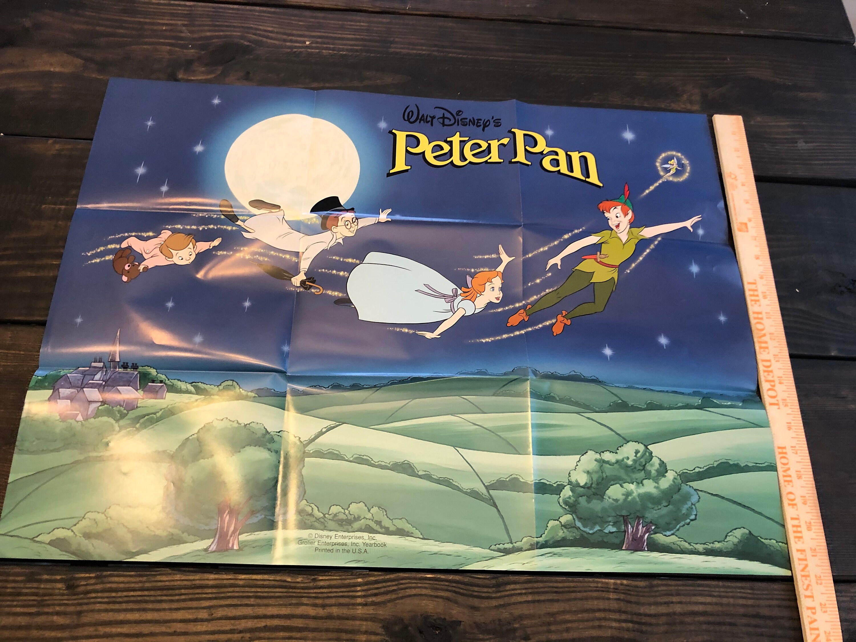 Vintage Disney Original Peter Pan Paper Poster Grolier | Etsy