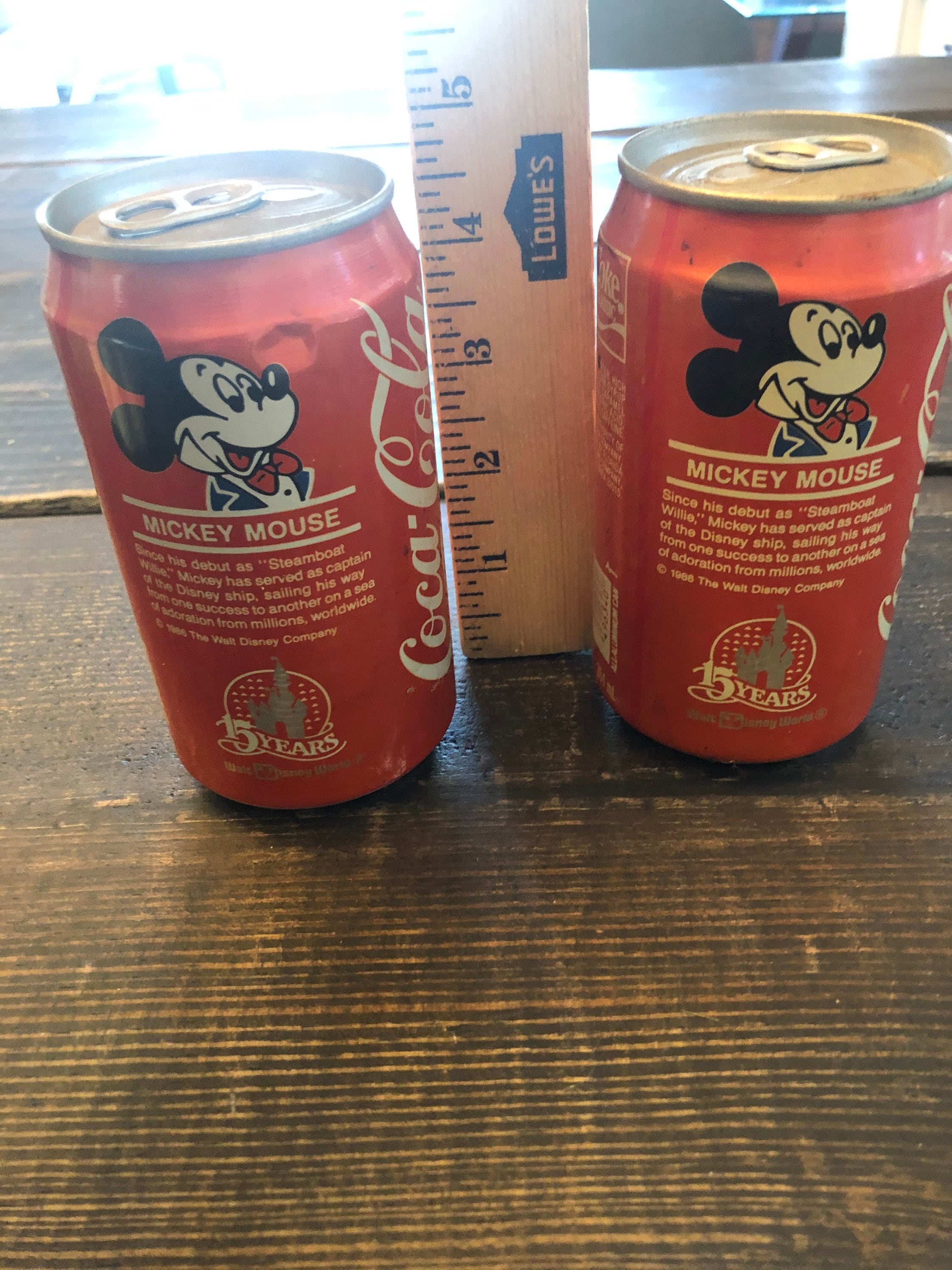 Vintage Pair of 1986 Coca-cola Mickey Mouse Aluminum Can Celebrating ...