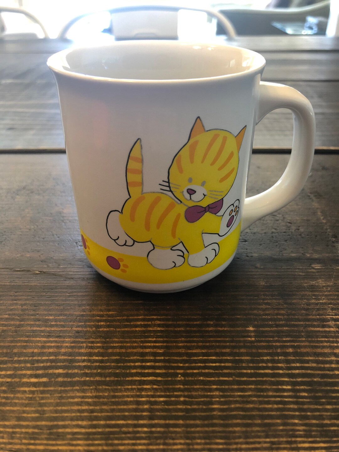 Vintage J.S.N.Y Yellow Cat Paw Print Mug - Etsy