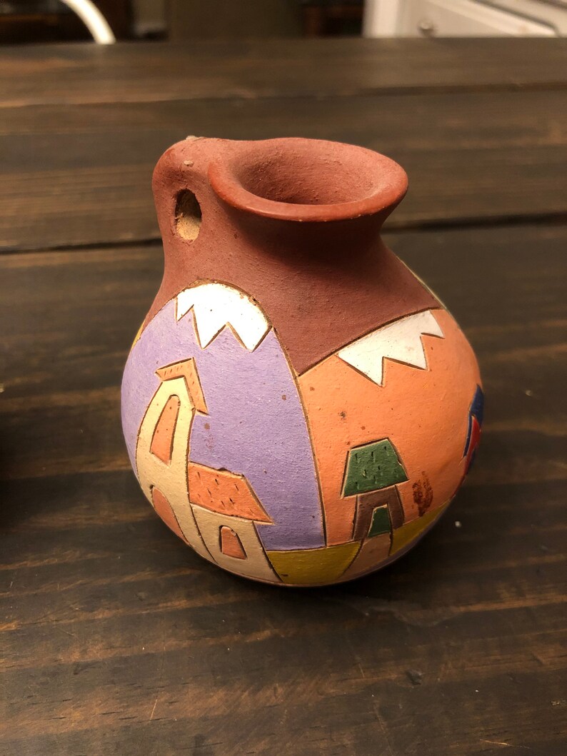Vintage Small Handmade Pottery Pots Etched in Images - Etsy
