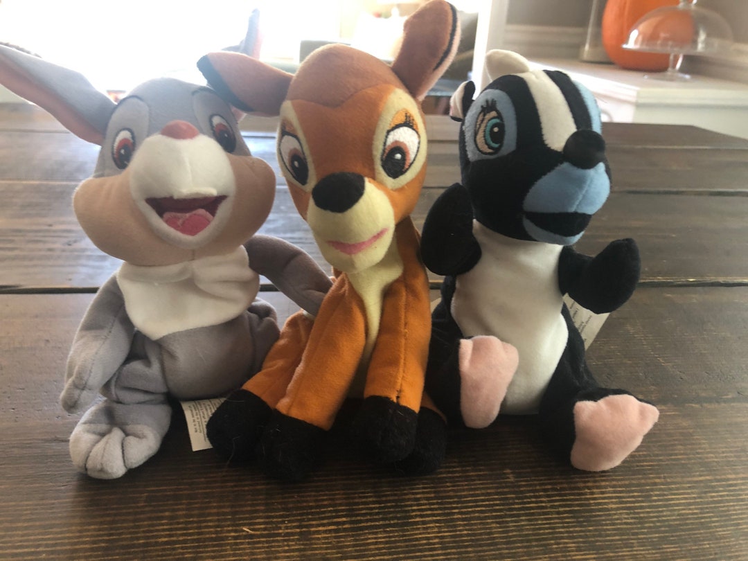 Disney Store Bambi Plush Stuffed Animal Thumper, Bambi and Flower ...