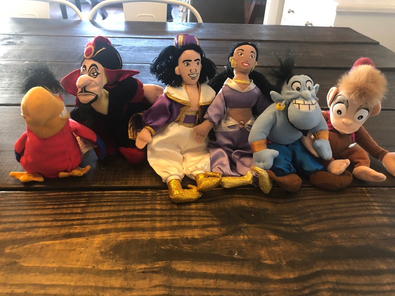 Disney Store Aladdin Plush Beanie Stuffed Animal Set With Genie ...