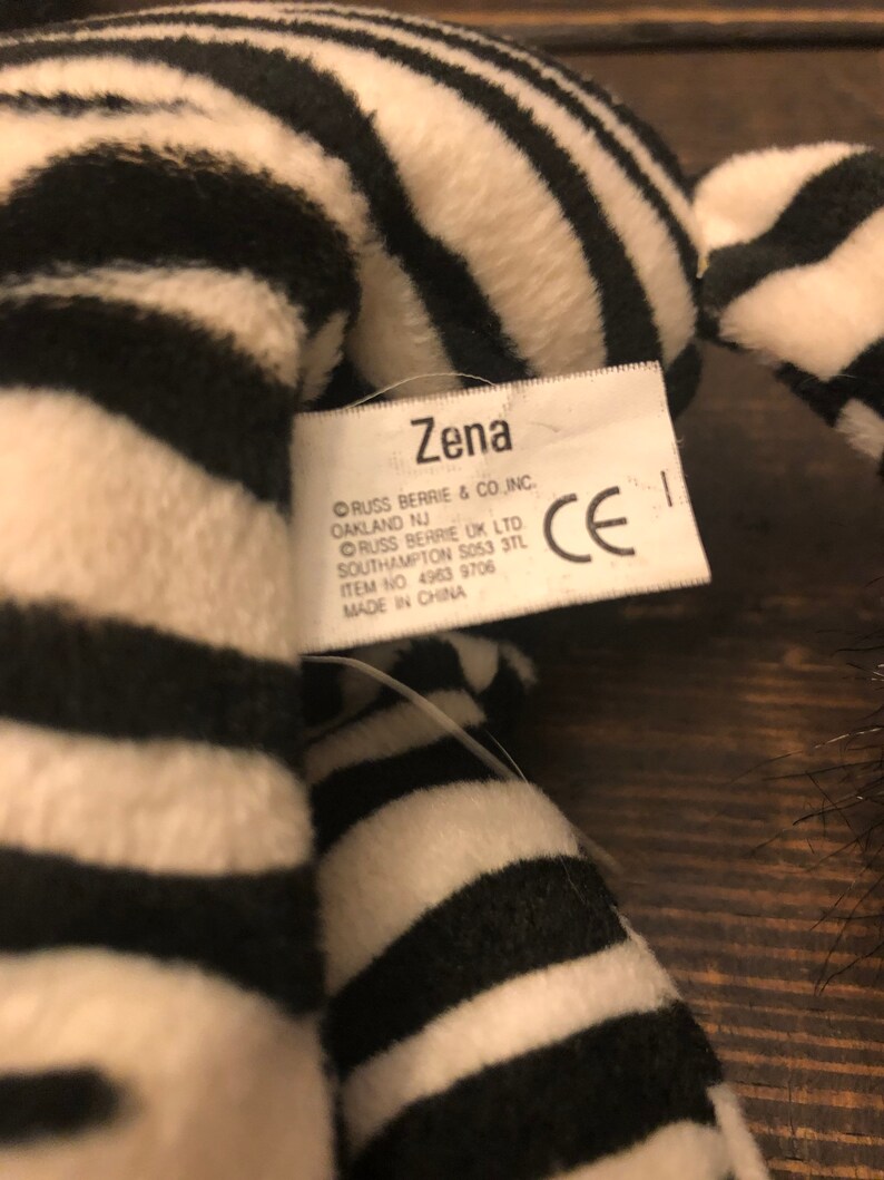 Russ Zena Zebra Beanie Plush Stuffed Animal Soft Toy Black & | Etsy