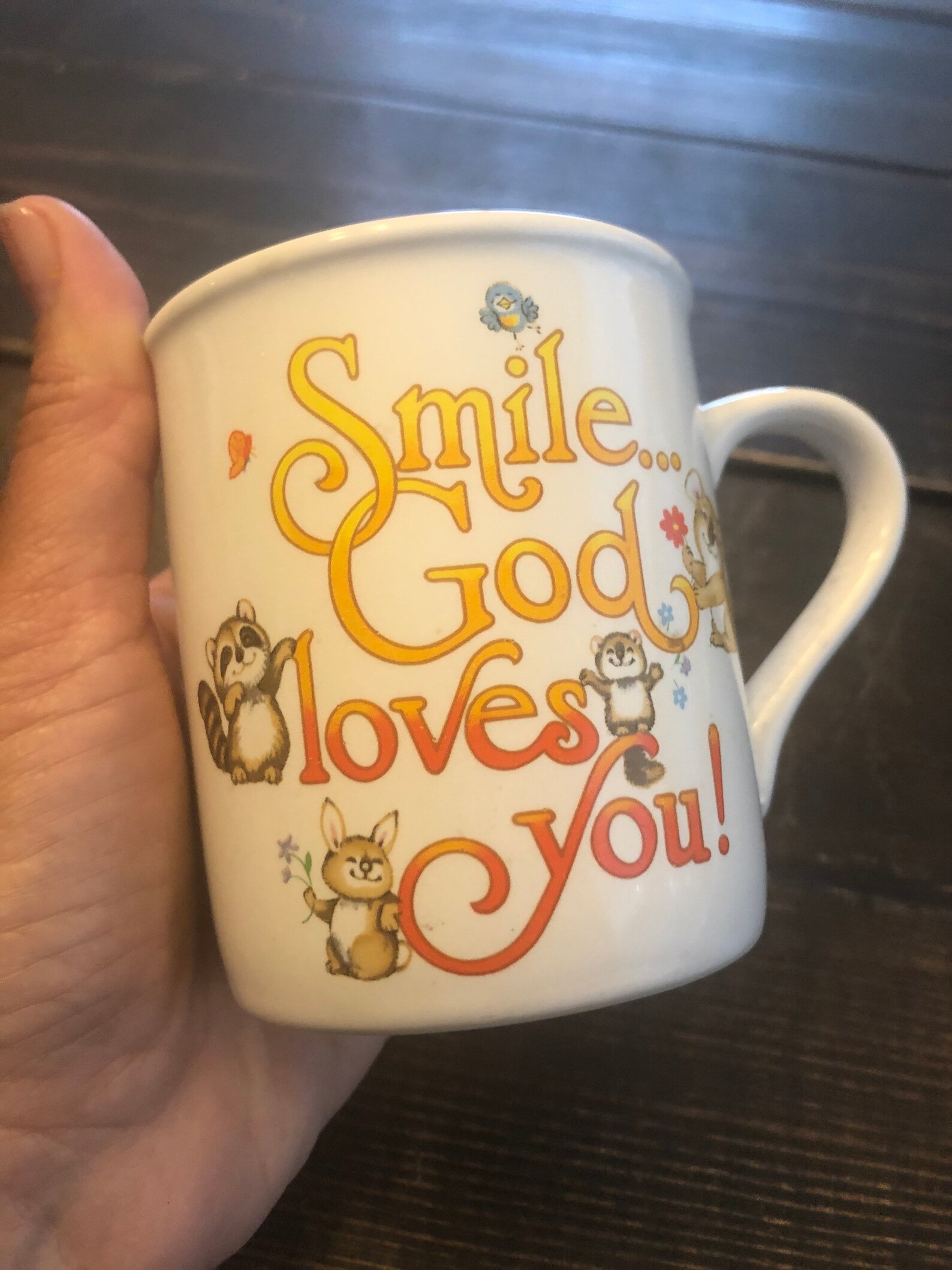 Vintage 1980s Hallmark Coffee Mug Cup Animal Critters smile - Etsy UK