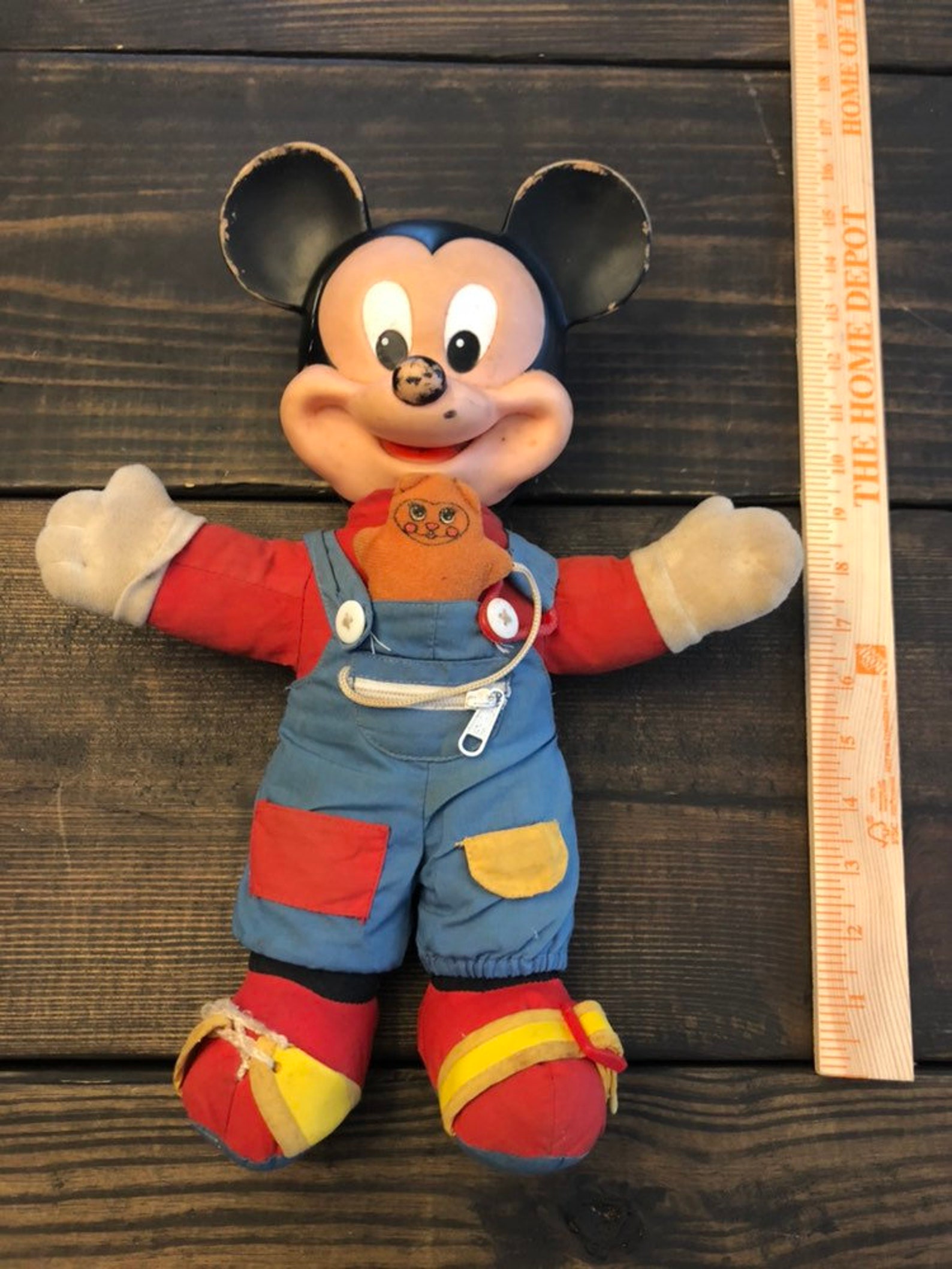 Vintage 1980s Mickey Mouse Learn to Dress Me Doll Mattel Button Zipper ...