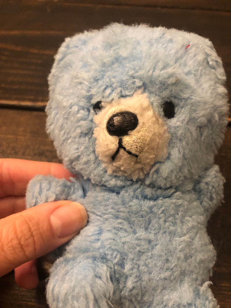 Vintage Baby Blue Teddy Bear Plush Stuffed Animal - Etsy