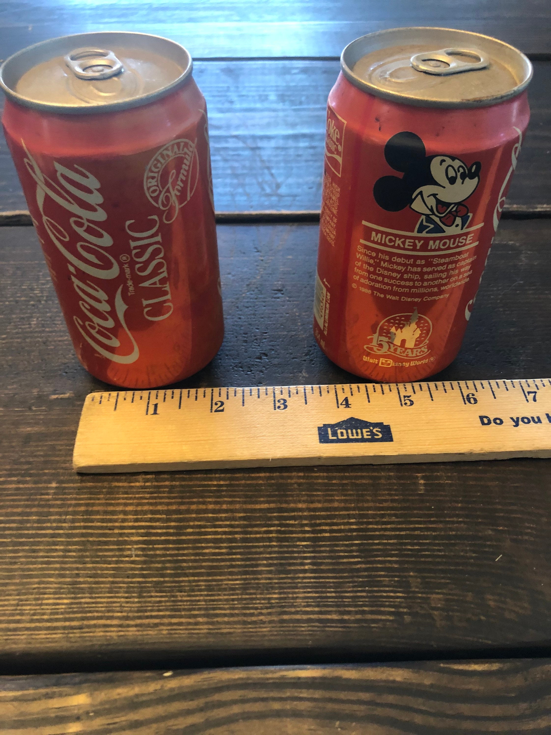Vintage Pair of 1986 Coca-cola Mickey Mouse Aluminum Can Celebrating ...