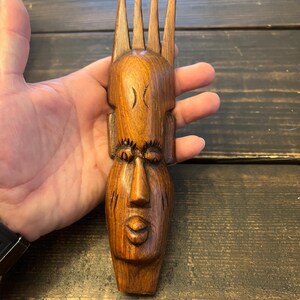Two Hand Carved Small Senegal Faces African Wood Mask Wall Hanger Decor ...