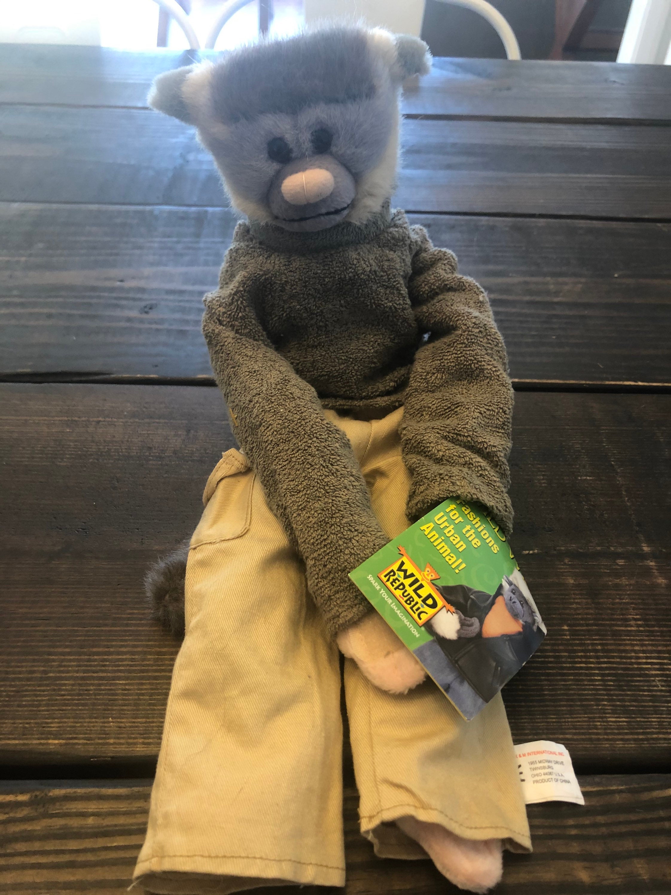 Vintage Wild Republic Monkey Plush With Clothes Stuffed Animal - Etsy UK