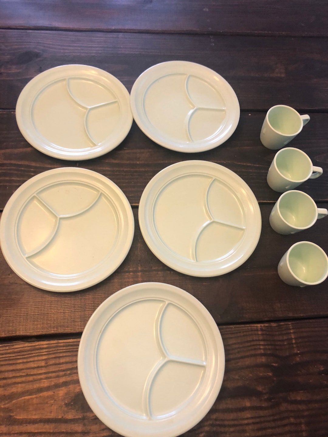 Vintage Green Dallas Ware Melamine Compartment Plate and Prolon Cup Set ...