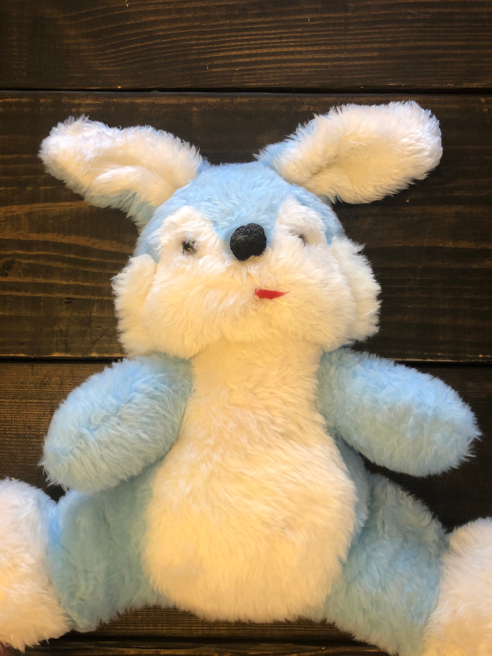 Vintage Large Easter Plush Blue and White Bunny Stuffed Animal | Etsy