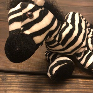 Russ Zena Zebra Beanie Plush Stuffed Animal Soft Toy Black & White - Etsy
