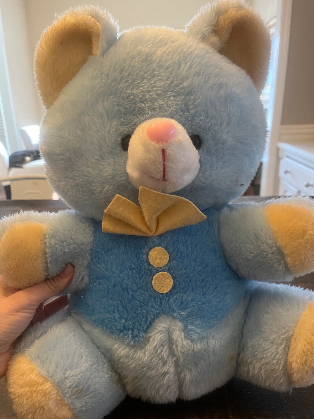 Vintage Baby Blue Plush Teddy Bear Stuffed Animal - Etsy