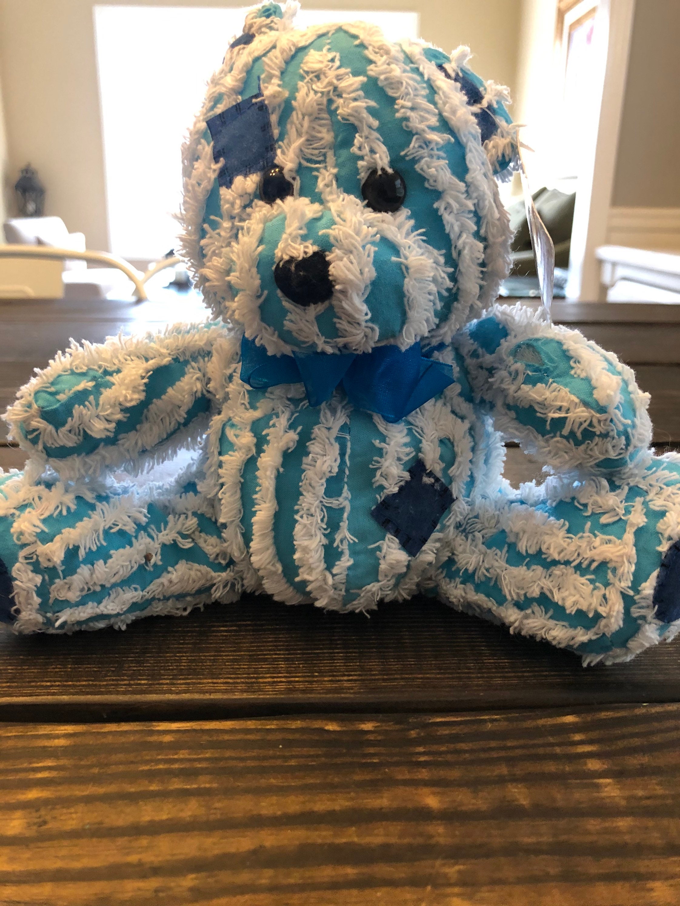 Toys Vintage Fiesta Teal Blue Chenille Teddy Bear Patches Stuffed ...