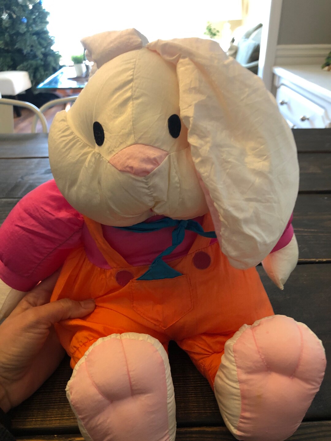 Vintage 1991 Paracutes Nylon Easter Bunny Rabbit Overalls Plush Stuffed ...