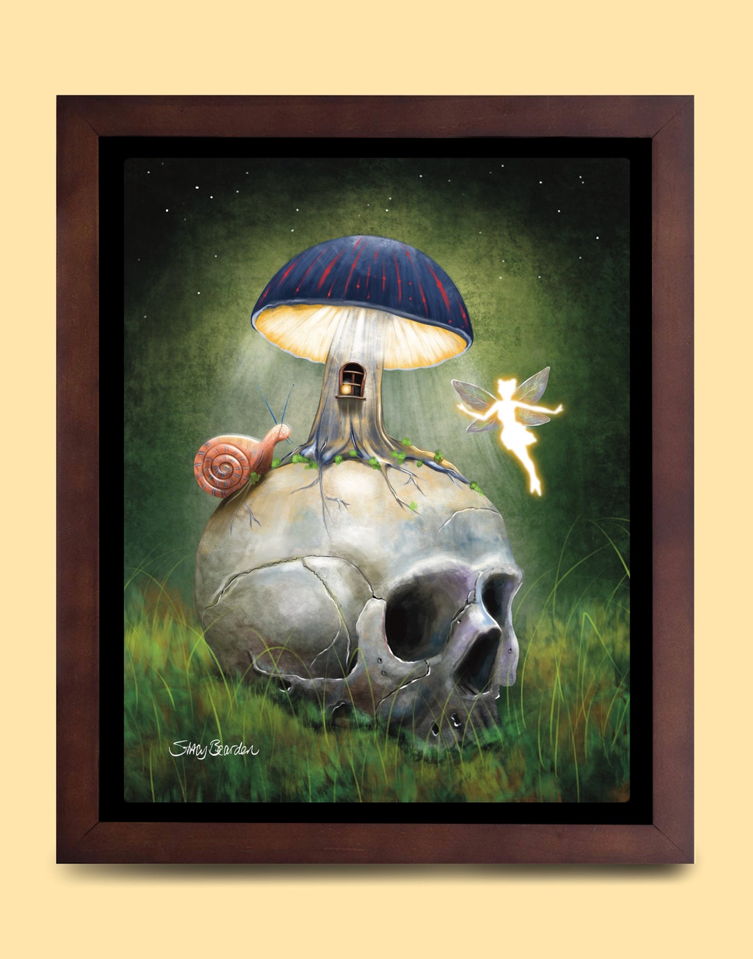 Home Decor Framed Canvas Fine Art Print - Fairy Forest Fantasy Skull ...