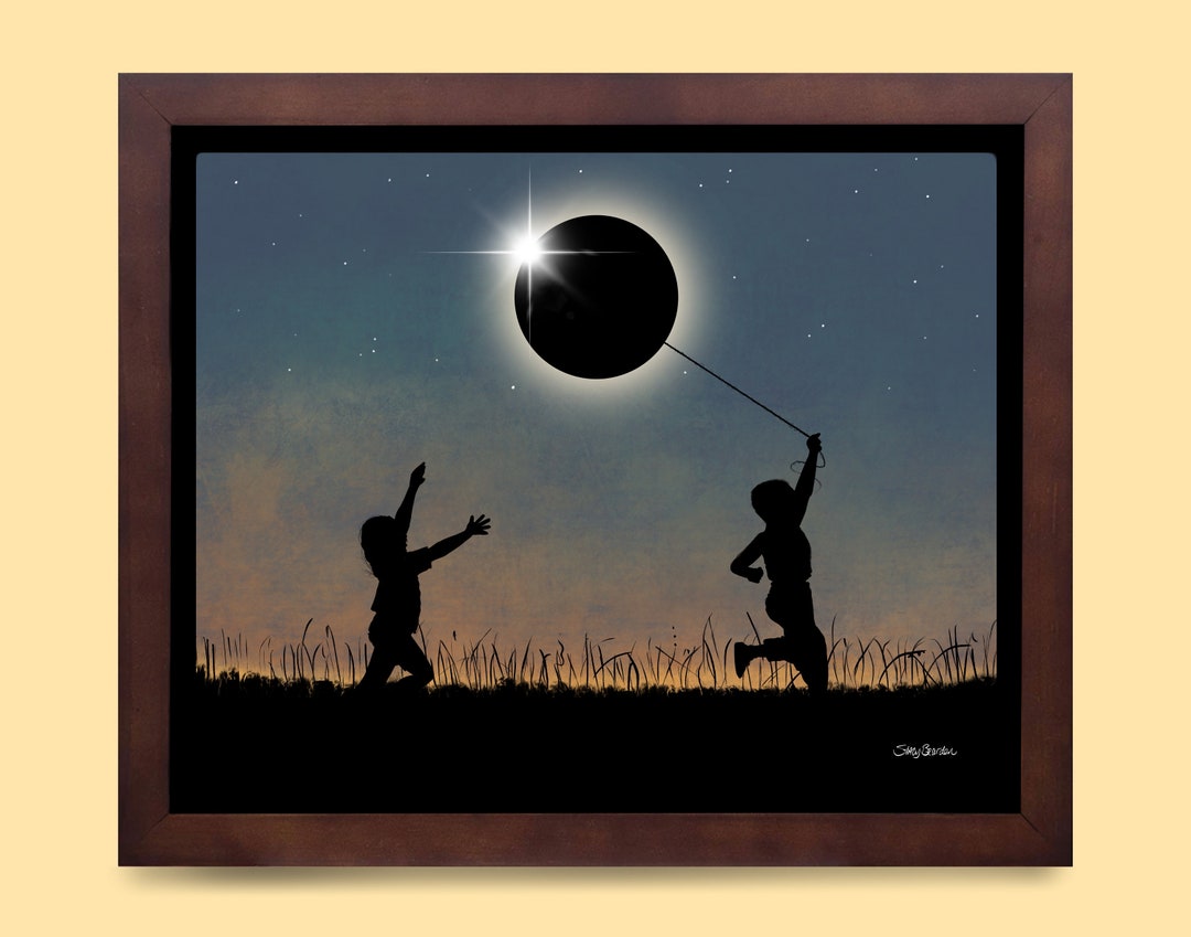 Home Decor Framed Canvas Fine Art Print - Eclipse Balloon Children ...