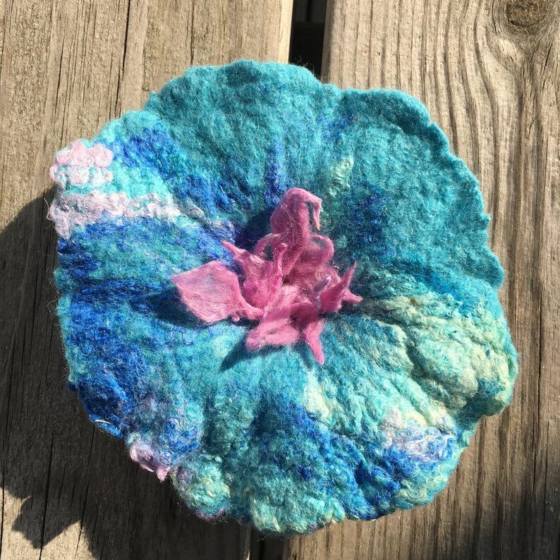 Blue Flower Brooch Handfelted Flower Blue Purple Boho Brooch - Etsy