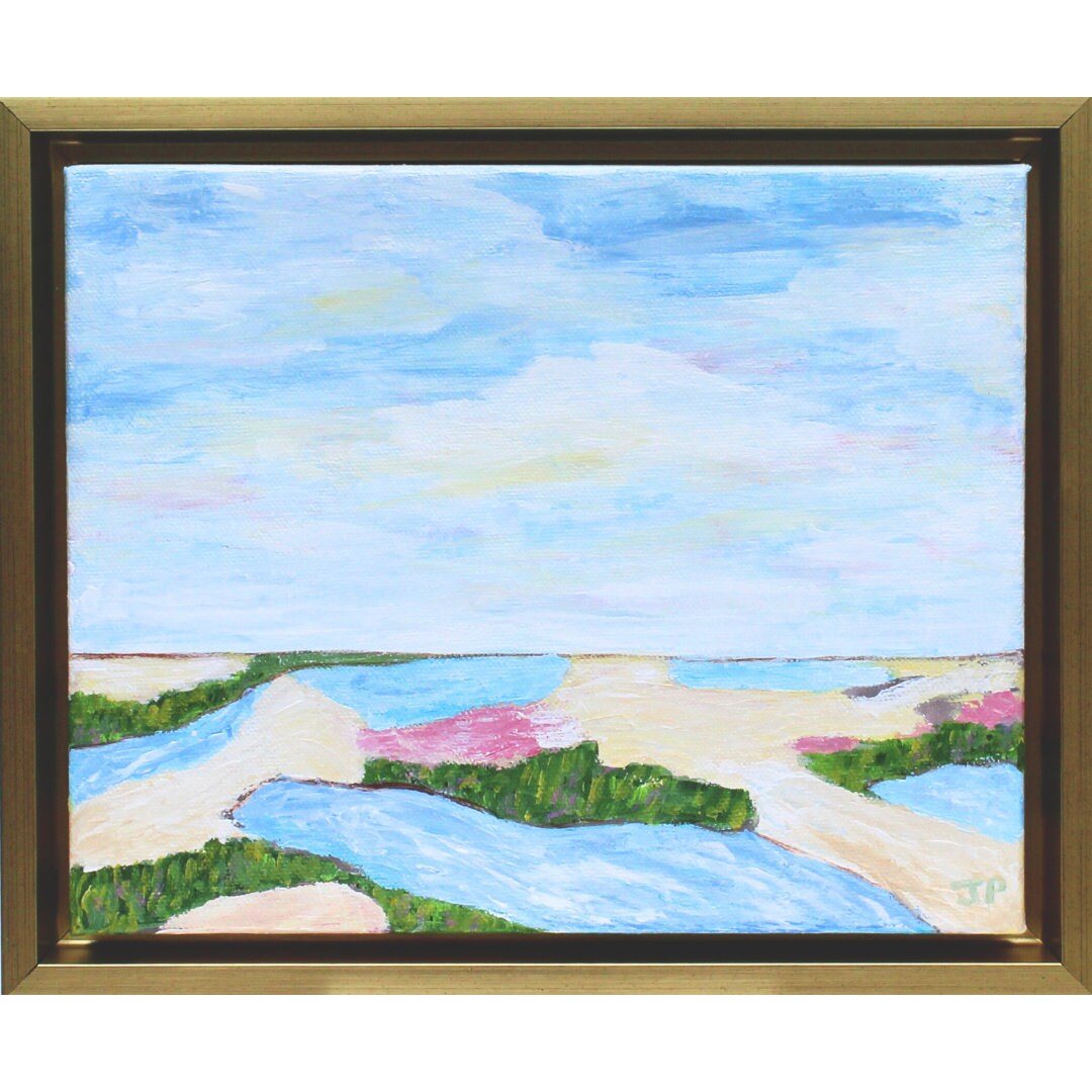 Framed Coastal Marsh Painting: Original Colorful Abstract Art, 8x10 - Etsy