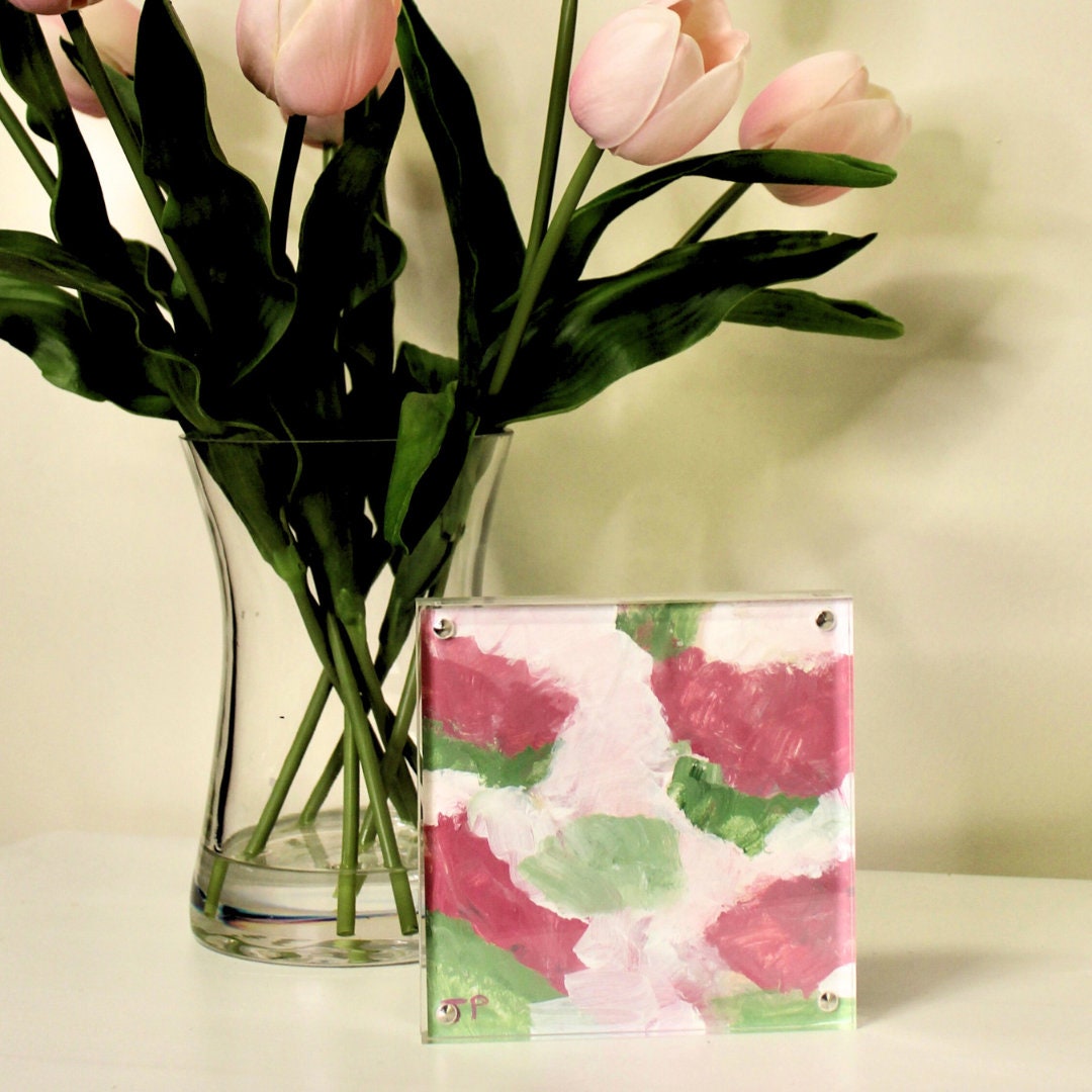 Colorful Original Abstract Art, Floral Fun, Abstract Shelf Sitter, 5 X ...