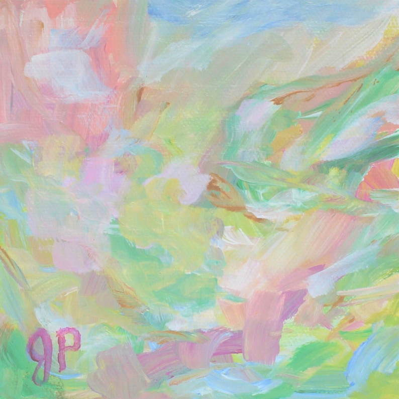 Preppy Abstract Art, Rainbow Swirl, 5 X 5, Colorful Painting, Preppy ...