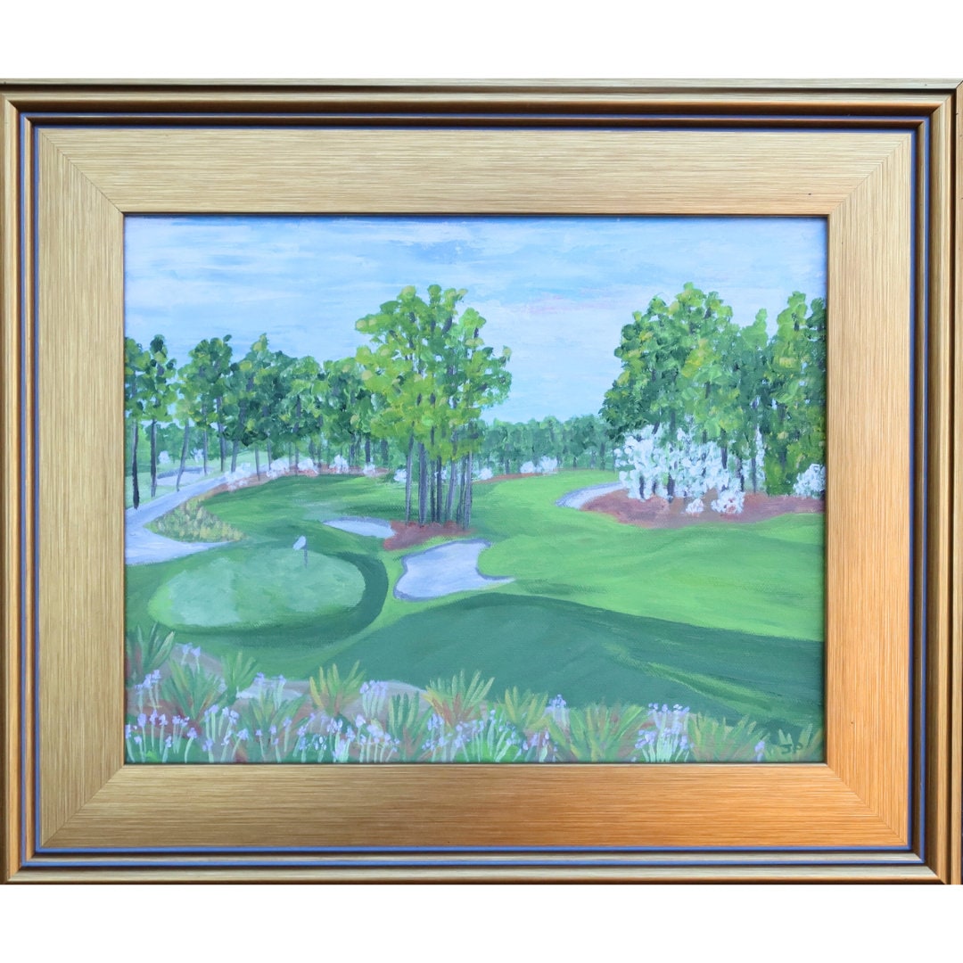 Pinehurst No. 2, 11 X 14, Colorful Golf Abstract Landscape on Canvas ...